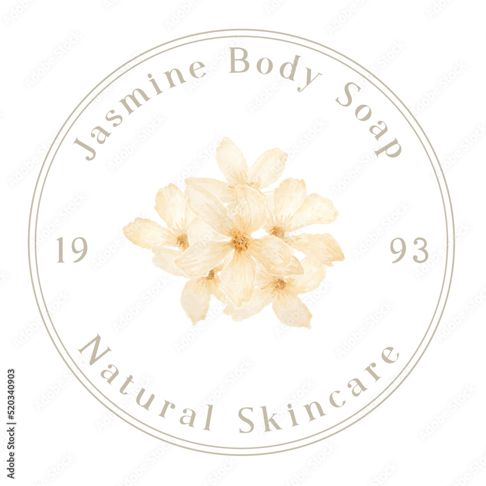 Jasmine Flower Logo For Aesthetic and Natural Look Skincare Brand Stock ...