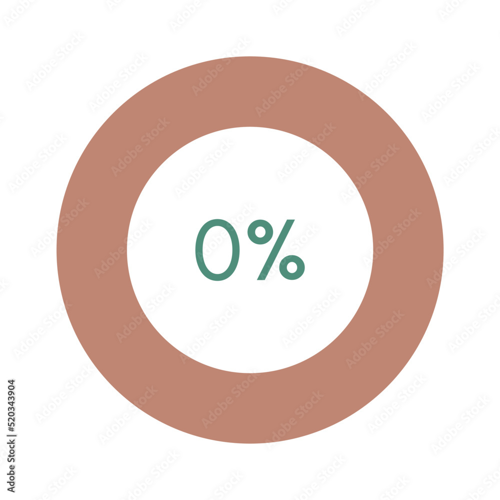 Zero,0 percent, green and brown circle percentage diagram vector ...