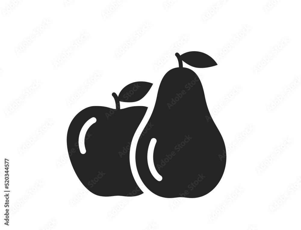 apple and pear icon. fruit harvest symbol. isolated vector image Stock ...