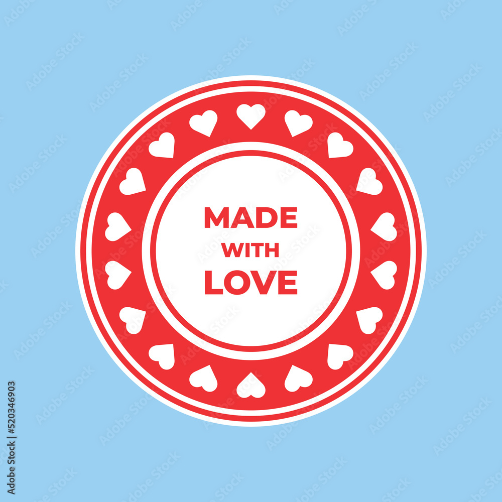 Sticker Made with Love. Vector, PNG files. Stock Vector | Adobe Stock