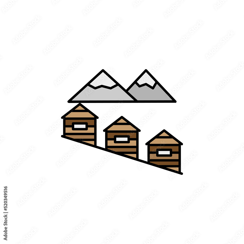 mountain, house outline icon. Element of winter sport illustration ...