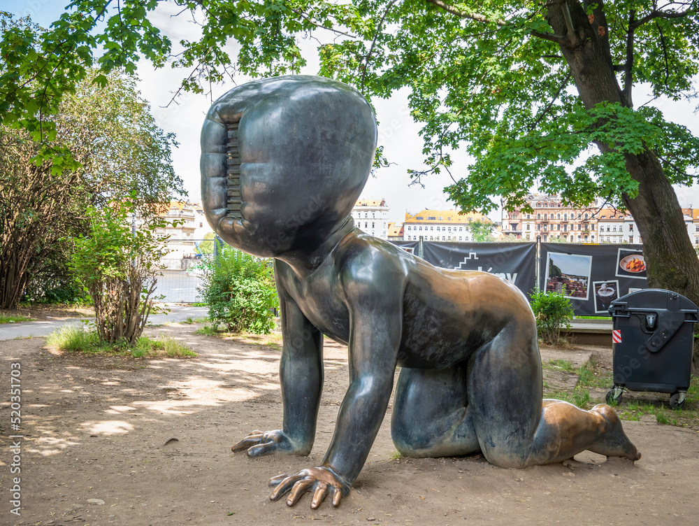 Prague, Czech Republic - June 2022: Famous sculpture Crawling Babies in ...