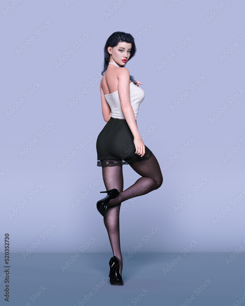 Sexy Secretary In Mini Skirt And Stocking Stock Illustration Adobe Stock