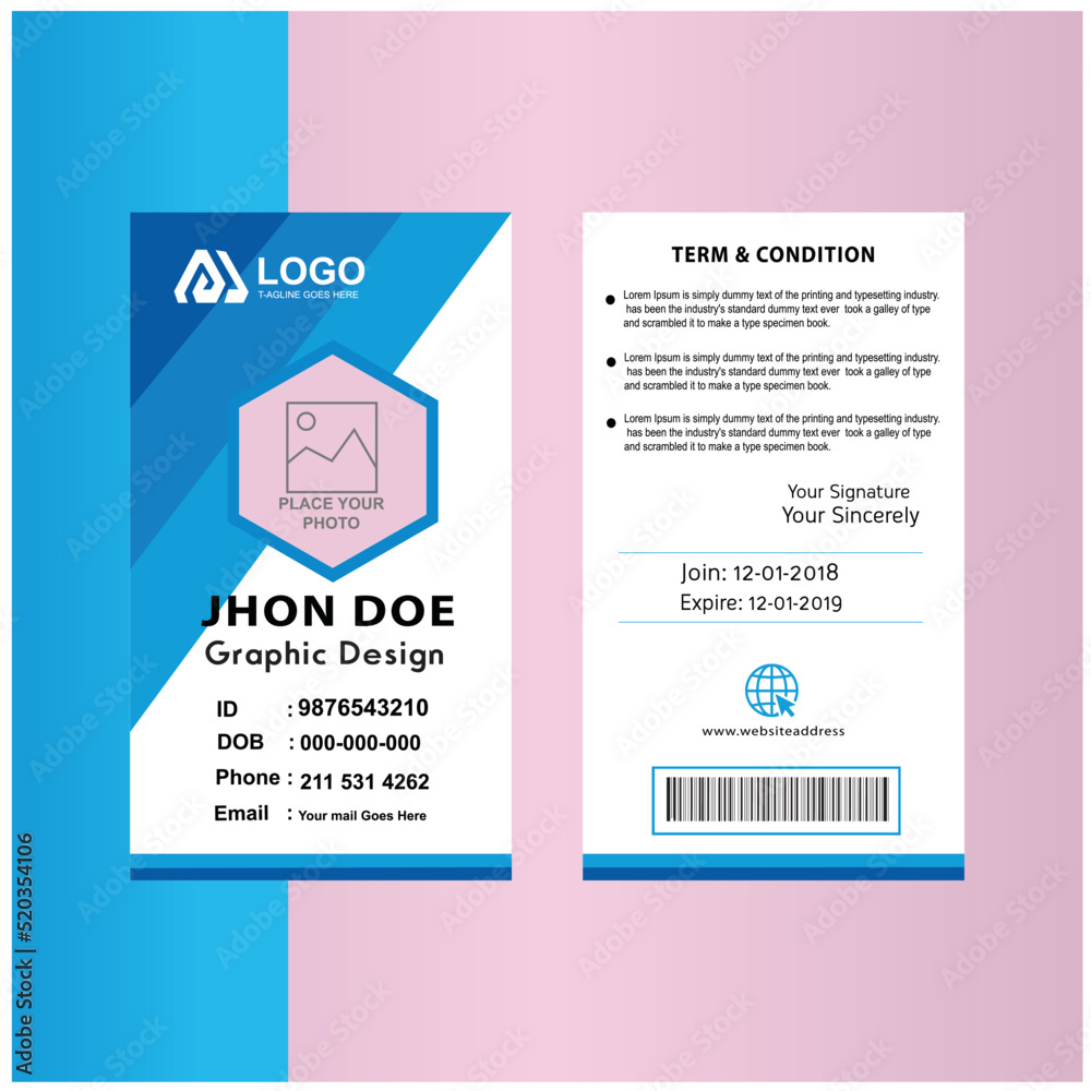 Professional Employee ID card, Best company id card, Business Id Card ...