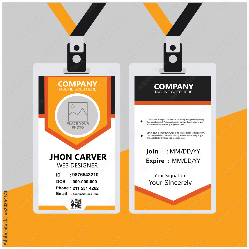 Professional Employee ID card, Best company id card, Business Id Card ...