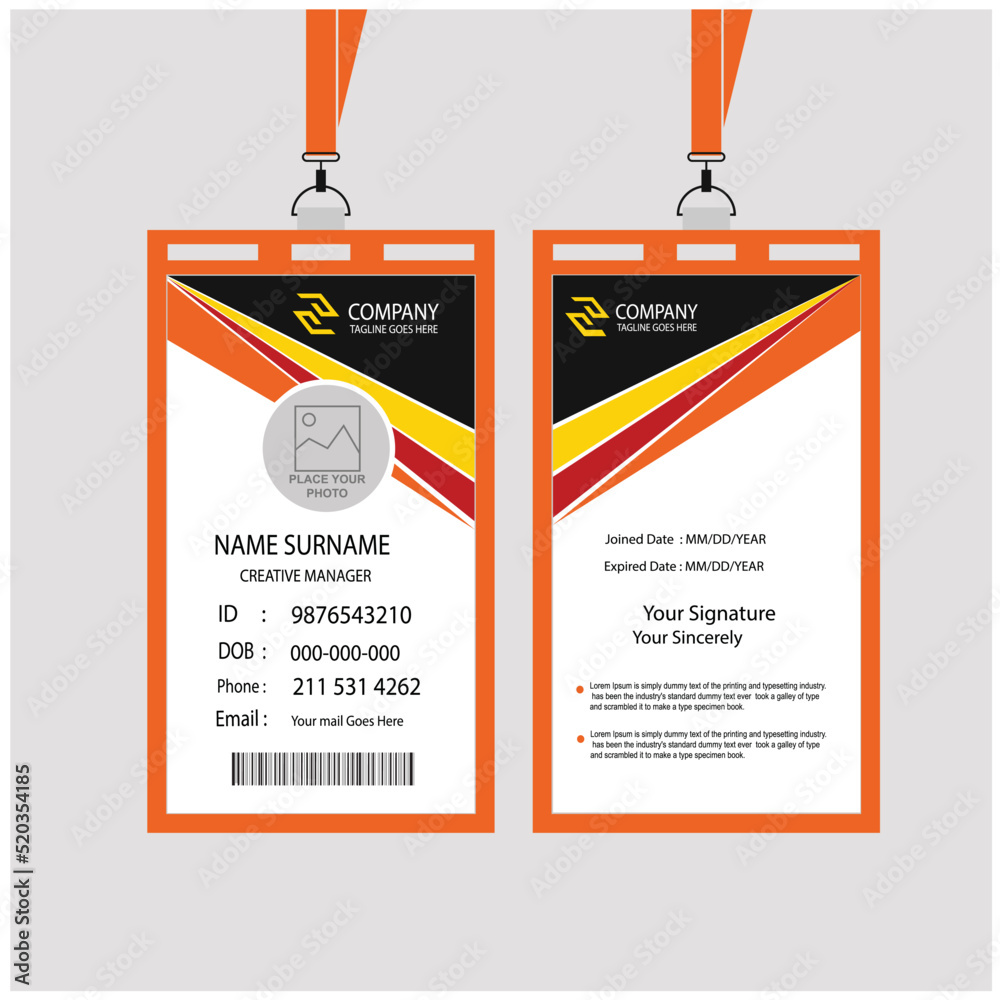 Professional Employee ID card, Best company id card, Business Id Card ...