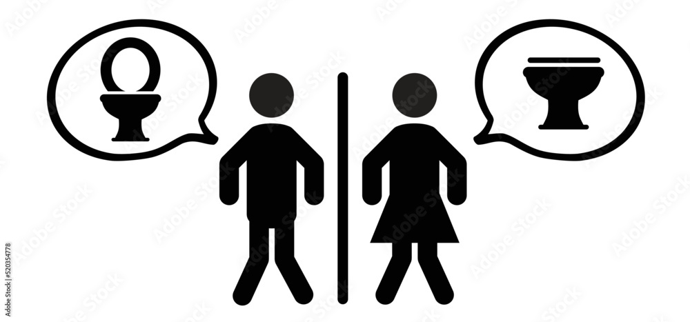 Vetor de Cartoon Stick figures or stickman and toilet logo. Restroom or ...