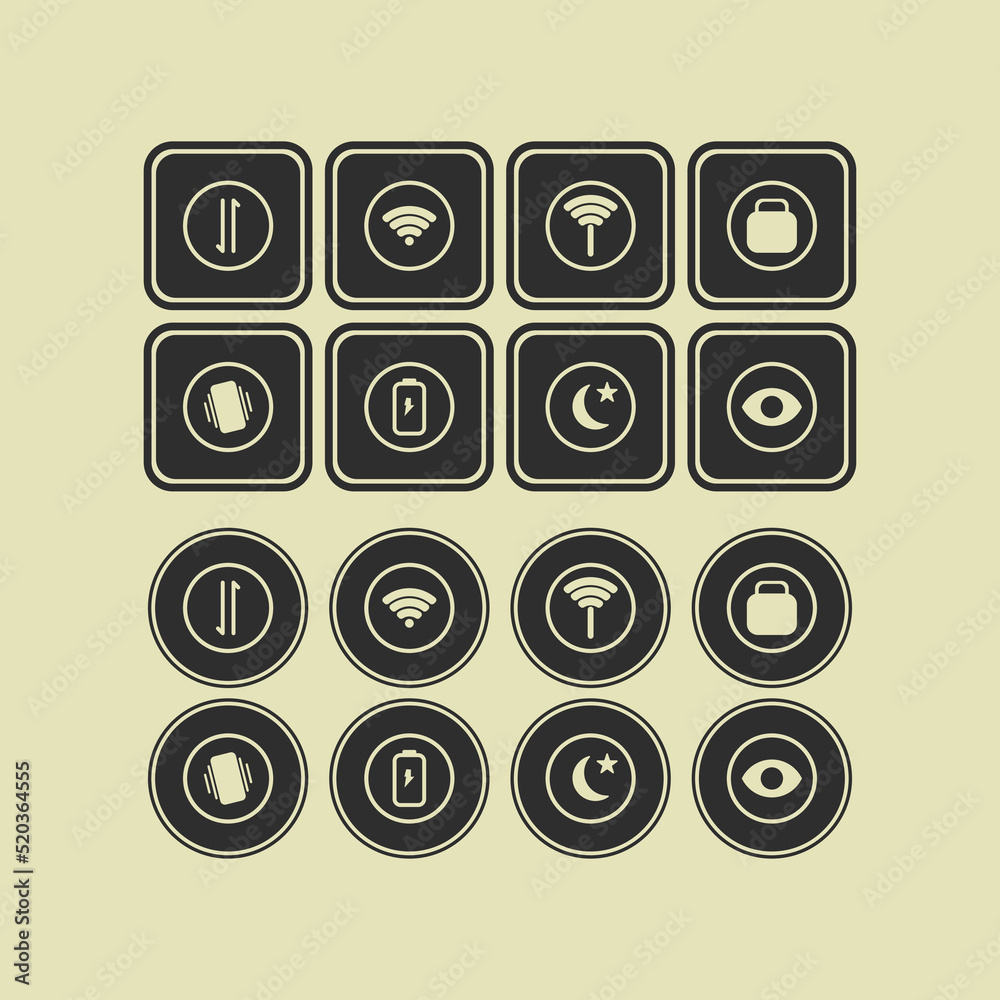 Set of smartphone menu icons for design. Consists of two versions ...