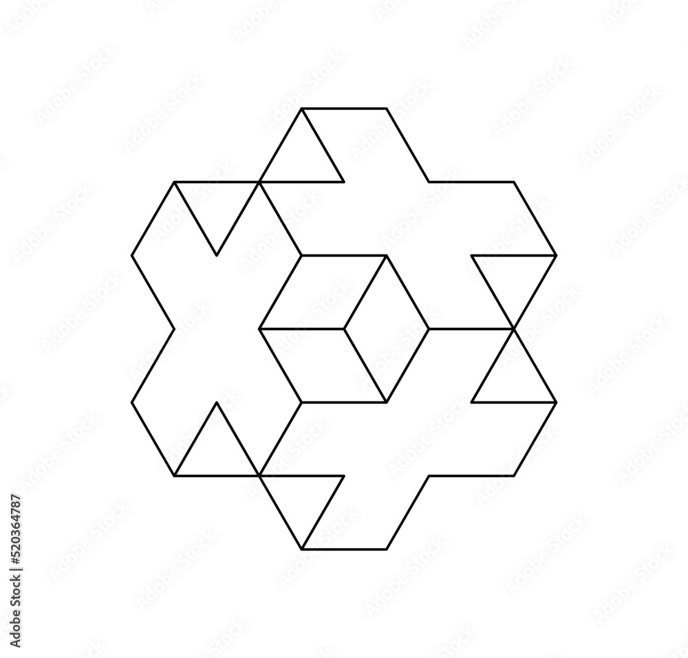 Vector isolated three dimensional geometric shape cube from crosses ...