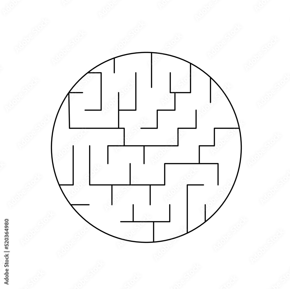 Vector isolated labyrinth in a circle colorless black and white contour ...
