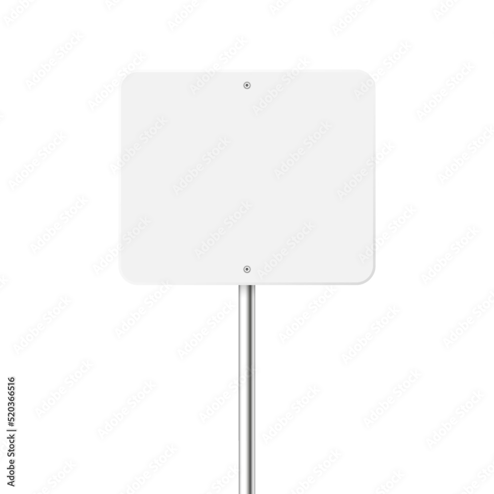 Road, traffic sign. Highway signboard on a chrome metal pole. Blank ...
