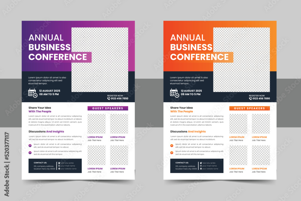 Abstract annual business conference flyer template bundle or corporate ...