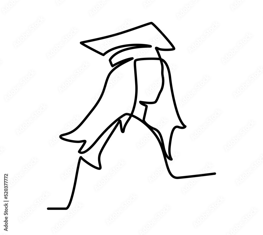 One continuous single drawing line art flat doodle female, happy ...