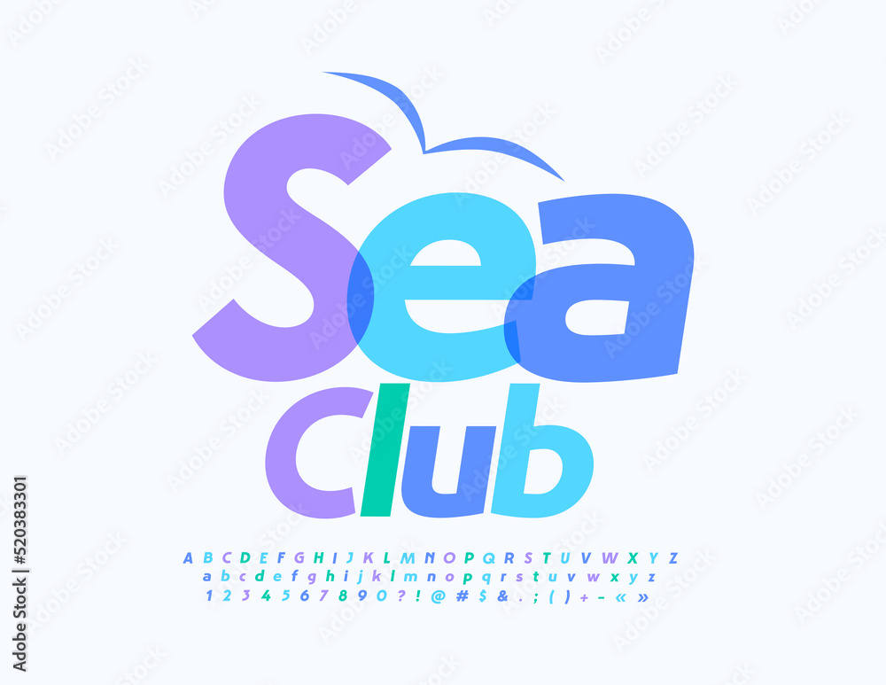 Vector creative logo Sea Club. Bright Watercolor Font. Artistic ...