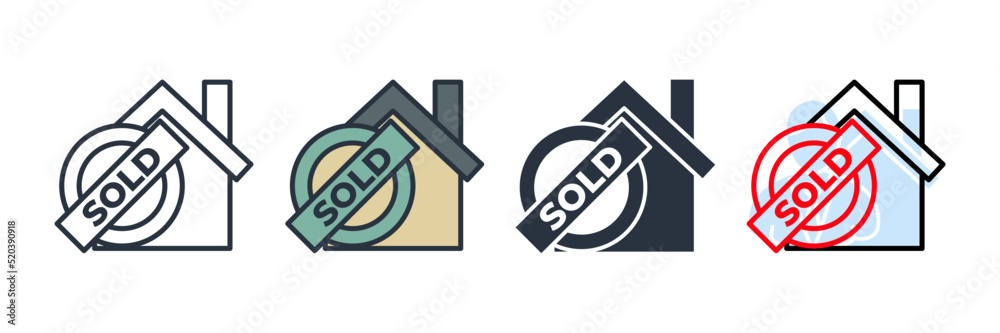Sold house icon logo vector illustration. home sold symbol template for ...