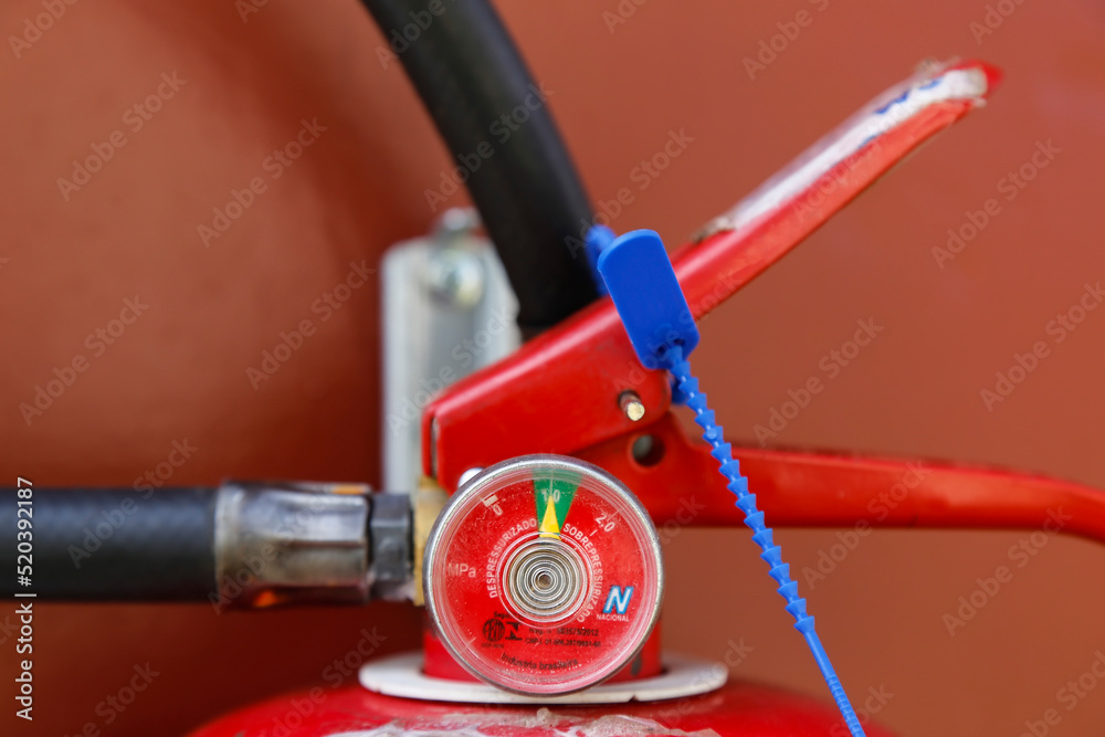 display detail with information of a fire extinguisher Stock Photo ...