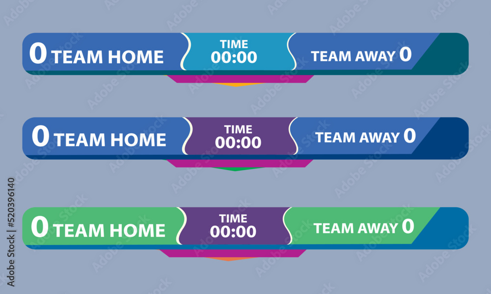 scoreboard sport broadcast time and result display with and soccer ...