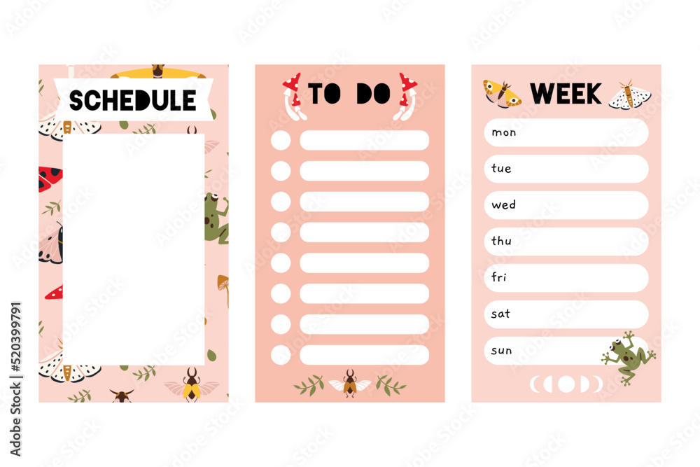 Trendy editable weekly planner, schedule and to do list. Vector stock ...