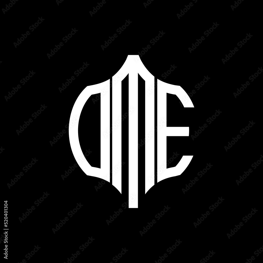 OME letter logo. OME best black background vector image. OME Monogram ...