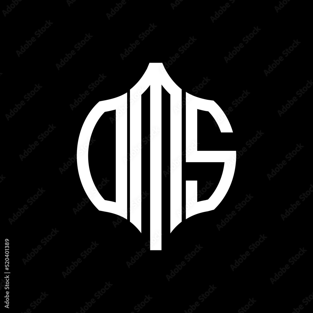 OMS letter logo. OMS best black background vector image. OMS Monogram ...