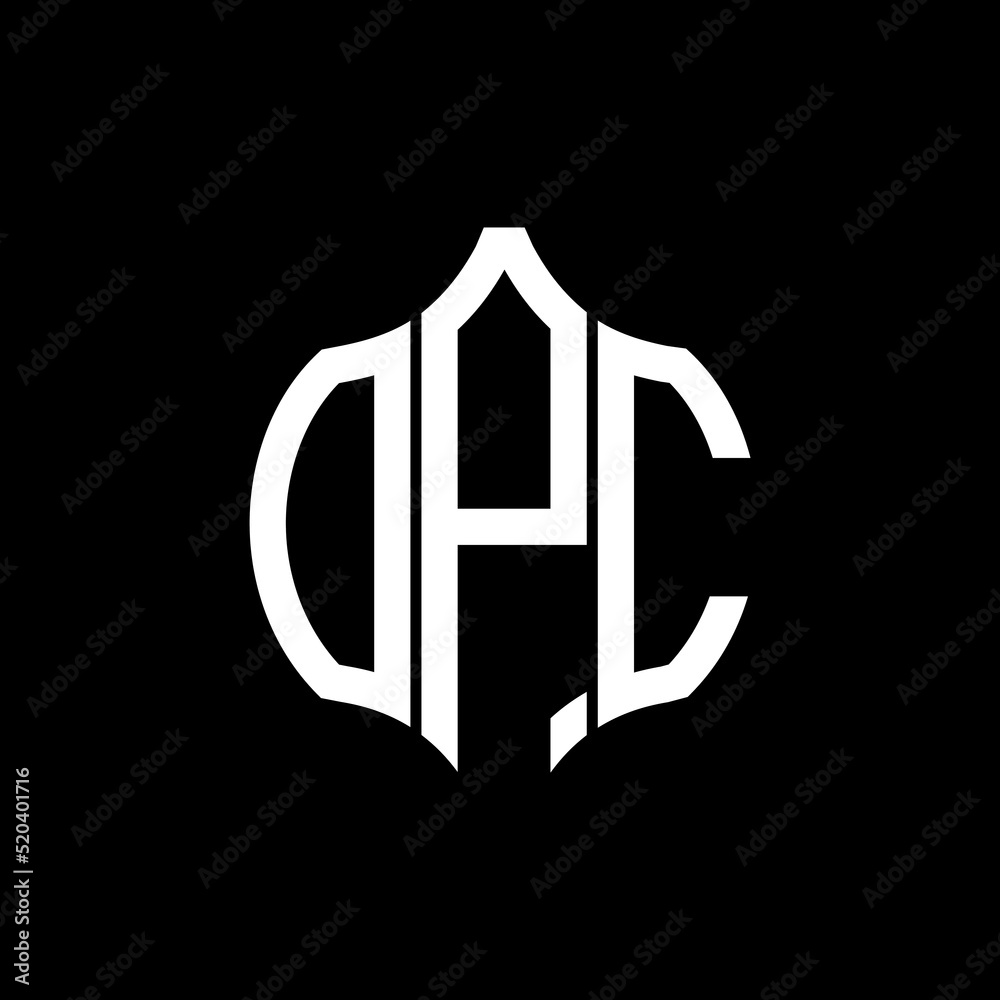 OPC letter logo. OPC best black background vector image. OPC Monogram ...