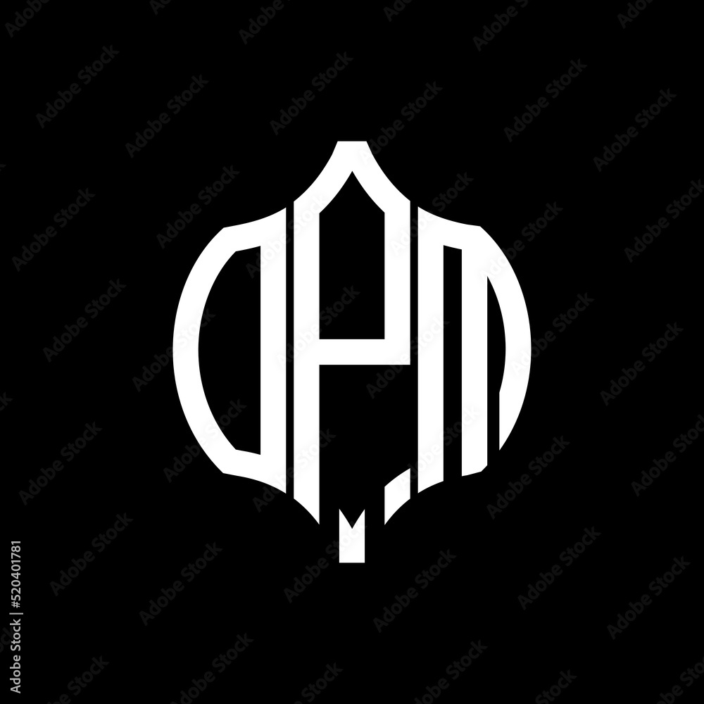 OPM letter logo. OPM best black background vector image. OPM Monogram ...