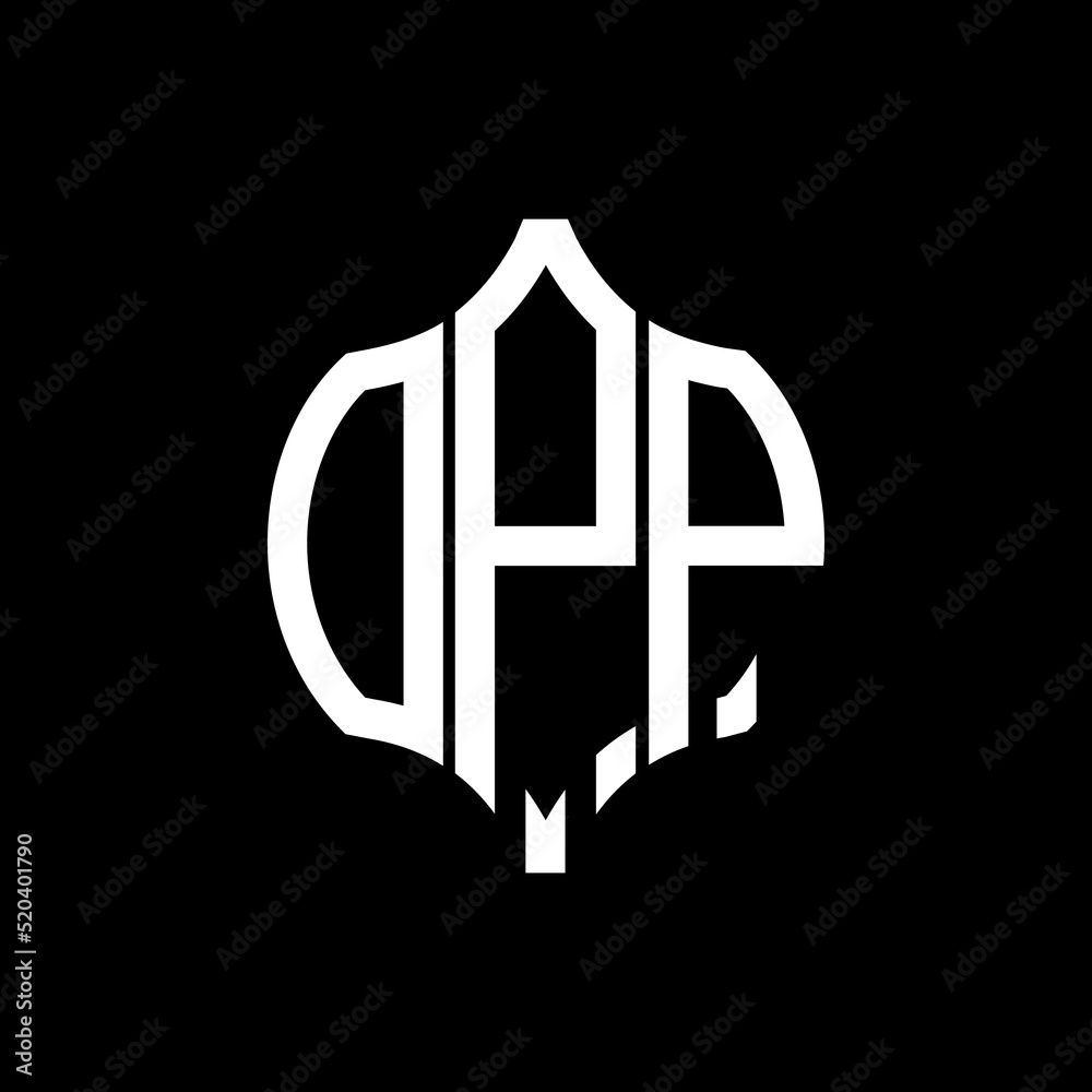 OPP letter logo. OPP best black background vector image. OPP Monogram ...