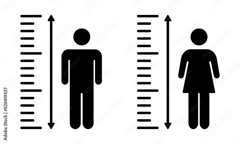 Height man vector icon. Scale tall human. Size person. Vector 10 EPS ...