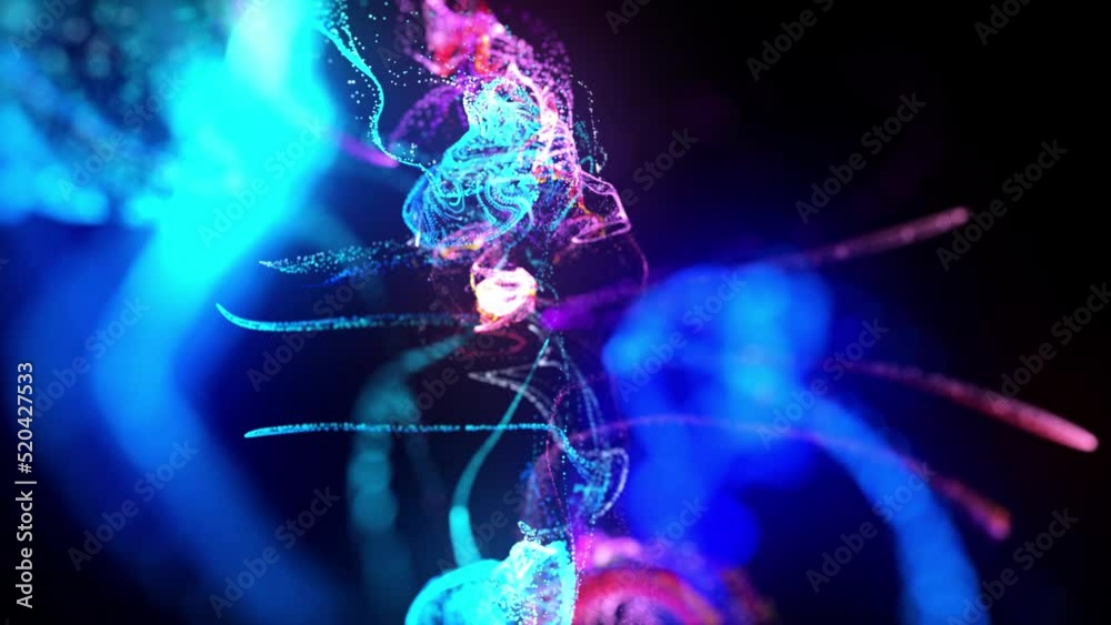 injection of fluorescent ink in water in 4k. Shiny ink effect advection ...
