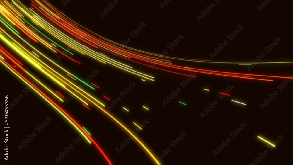 Animated neon fire wave lines. The movement of luminous digital bands ...