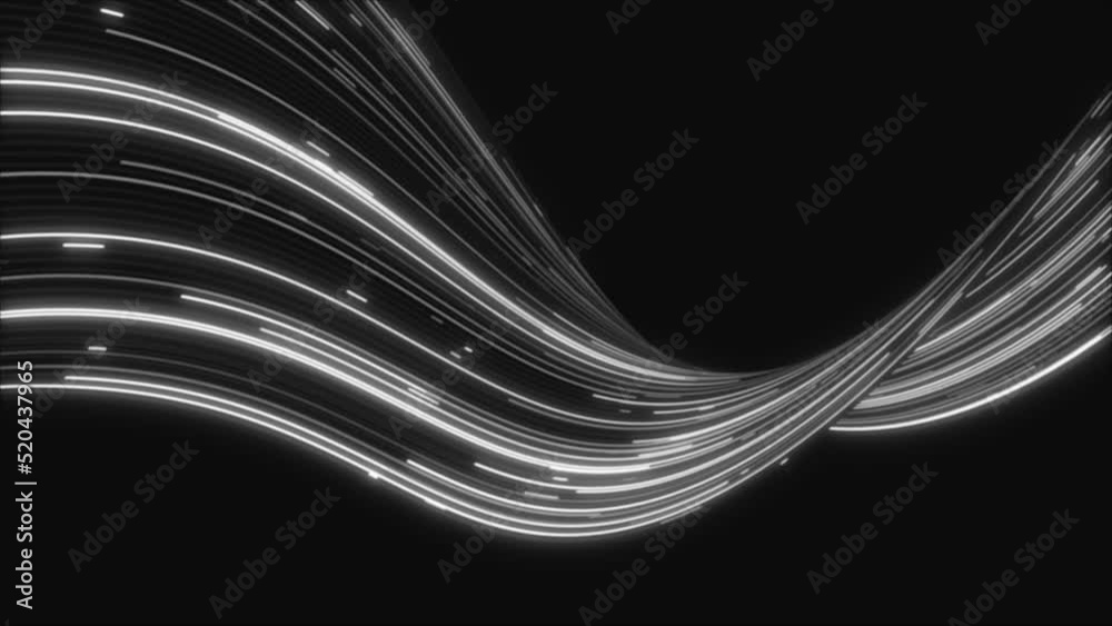Animated halftone wave of lines. Frame movement of glowing digital ...