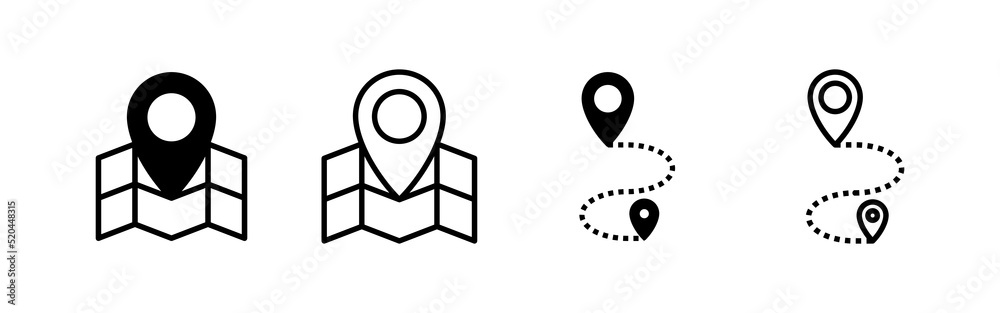 Maps and pin icon vector. location sign and symbol. geo locate, pointer ...