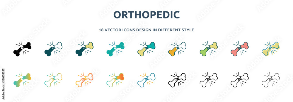 orthopedic icon in 18 different styles such as thin line, thick line ...