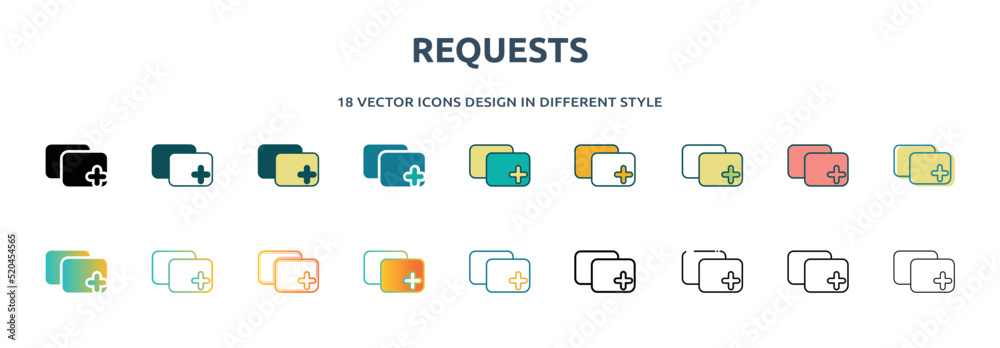 requests icon in 18 different styles such as thin line, thick line, two ...