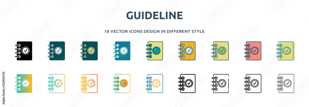 guideline icon in 18 different styles such as thin line, thick line ...