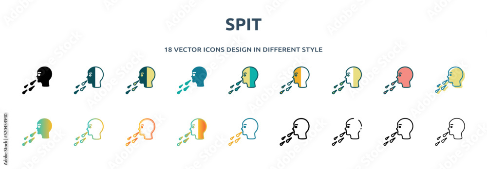 spit icon in 18 different styles such as thin line, thick line, two ...