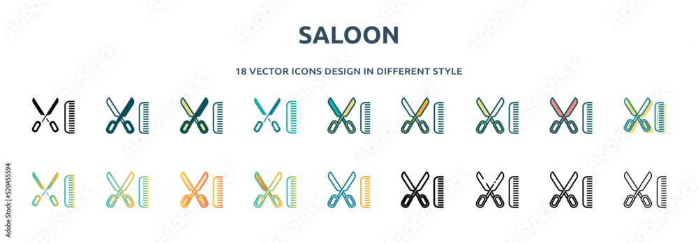 saloon icon in 18 different styles such as thin line, thick line, two ...