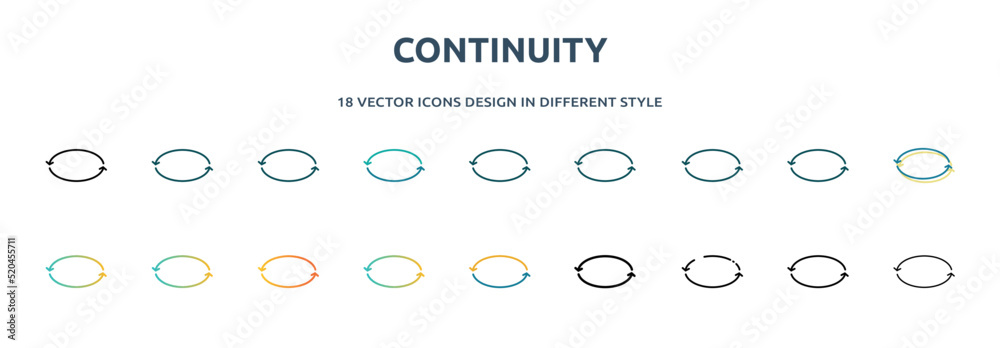 continuity icon in 18 different styles such as thin line, thick line ...