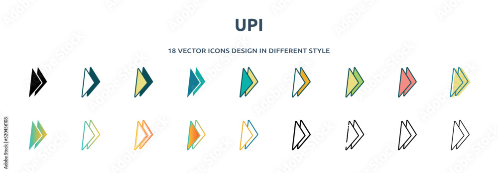 upi icon in 18 different styles such as thin line, thick line, two ...