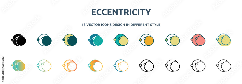 eccentricity icon in 18 different styles such as thin line, thick line ...