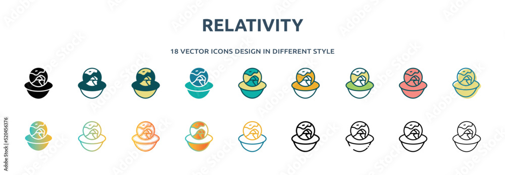 relativity icon in 18 different styles such as thin line, thick line ...