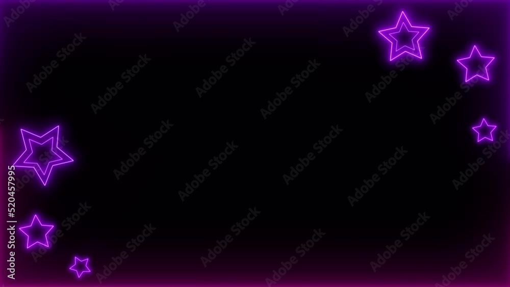 Animated Glowing Neon Light Decorative Stars Frame Template Design ...
