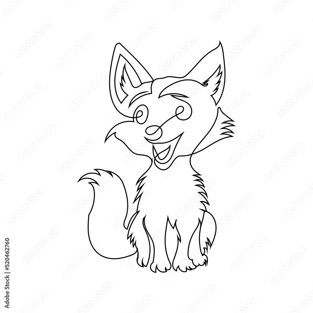Cartoon fox line art drawing style, The fox sketch black linear ...