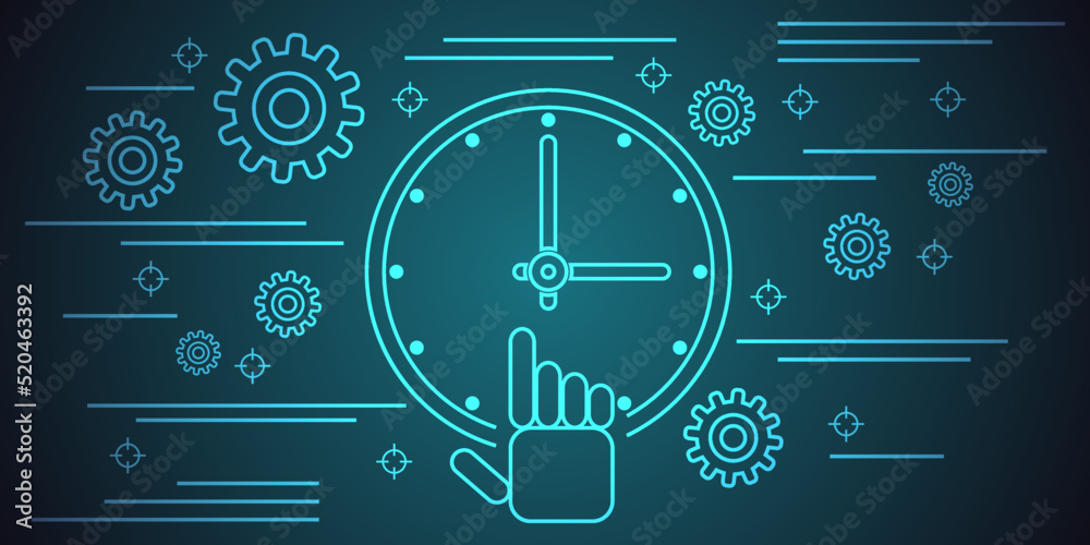 Poster Time management thin line art style vector concept illustration ...