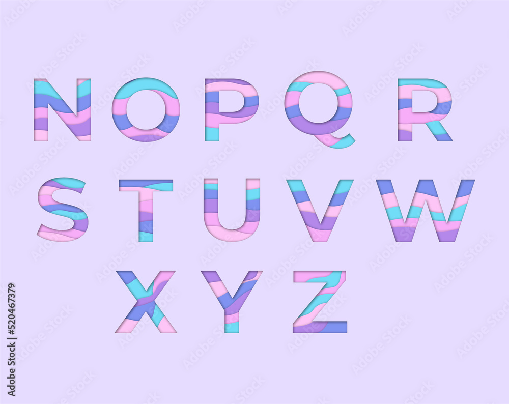 Colorful Alphabet Collection Paper Cut Illustrations Slices of various ...