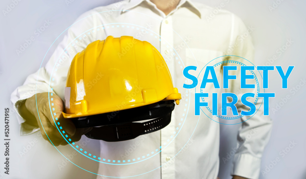Engineer white shirt and helmet on white background,safety first Stock ...
