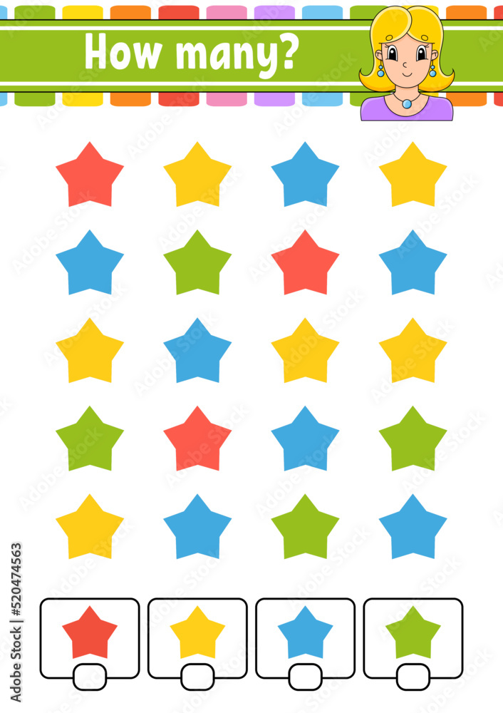 Counting game for children. Happy characters. Learning mathematics. How ...