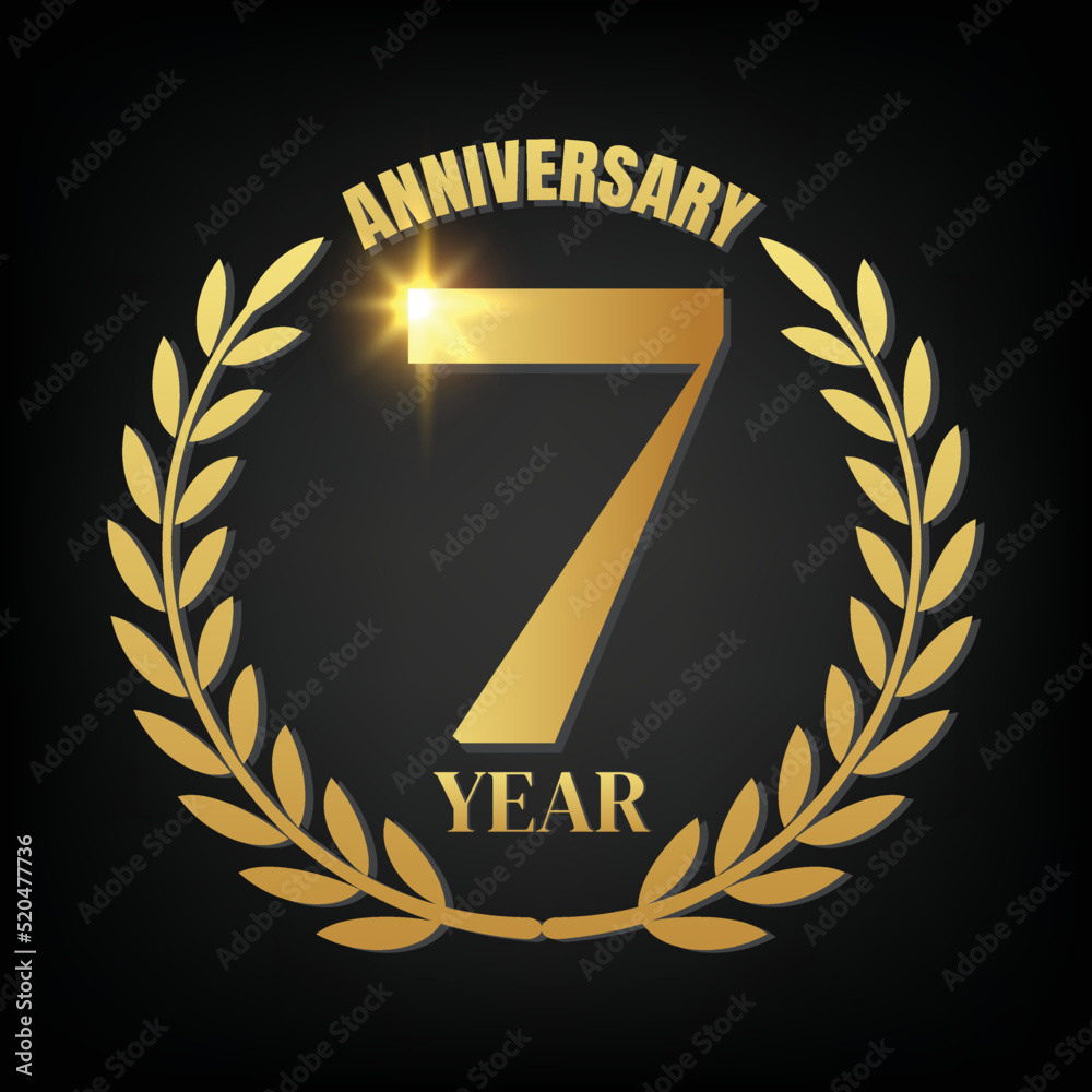 7th golden anniversary logo Stock Vector | Adobe Stock