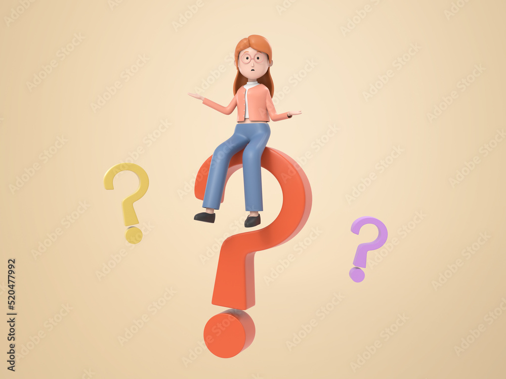 3D cartoon women use a lot of ideas to solve problems. Stock ...