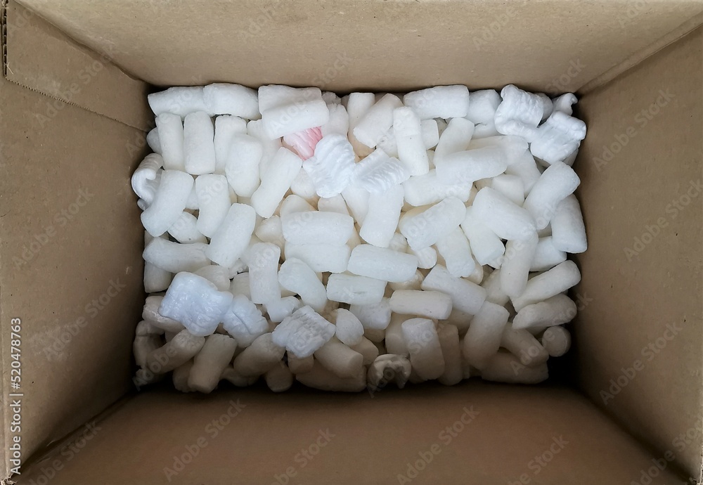 White foam, polystyrene, styropor. Blank packaging. Abstract background ...